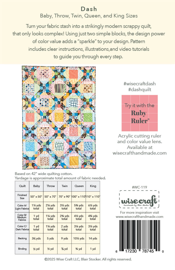 Dash Quilt Pattern - Digital Download PDF - Wise Craft Handmade